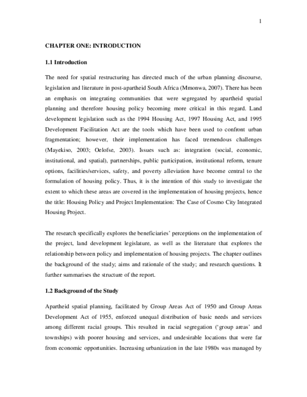 (PDF) Housing policy and project implementation: the case of Cosmo City ...