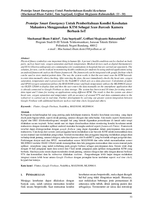 (PDF) Prototipe Smart Emergency Untuk Pemberitahuan Kondisi Kesehatan Mahasiswa Menggunakan Ktm ...