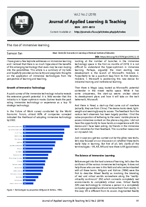 (PDF) The rise of immersive learning