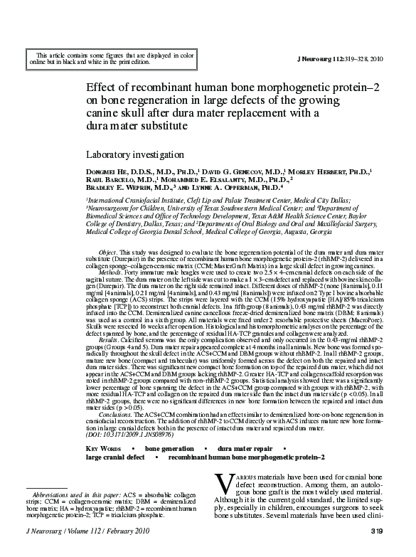 (PDF) Effect of recombinant human bone morphogenetic protein–2 on bone ...