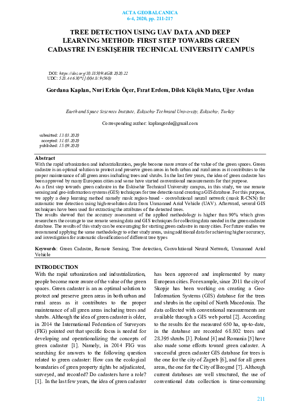 Pdf Tree Detection Using Uav Data And Deep Learning Method First Step Towards Green Cadastre