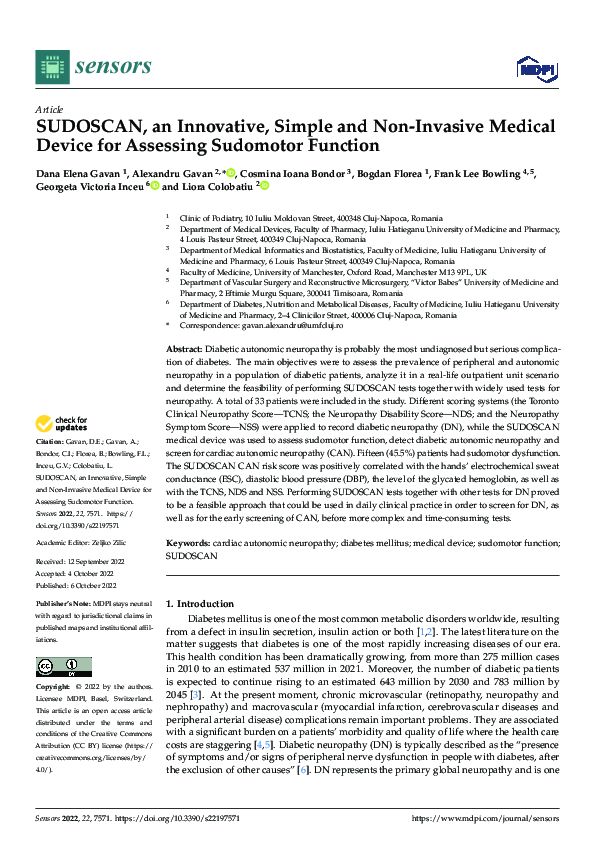 Pdf Sudoscan An Innovative Simple And Non Invasive Medical Device For Assessing Sudomotor