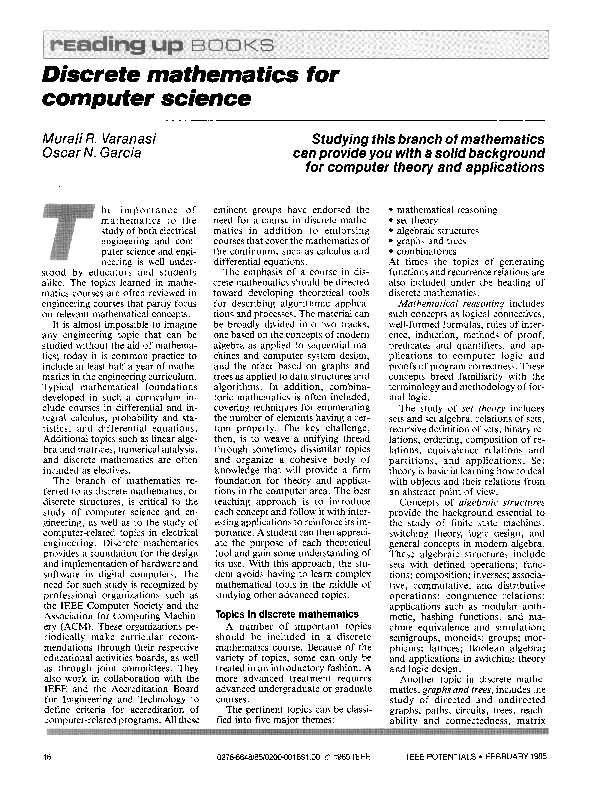 (PDF) Reading up books: Discrete mathematics for computer science ...