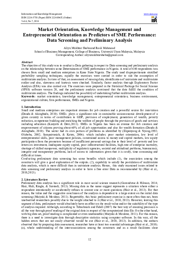 (PDF) Market Orientation, Knowledge Management and Entrepreneurial Orientation as Predictors of ...