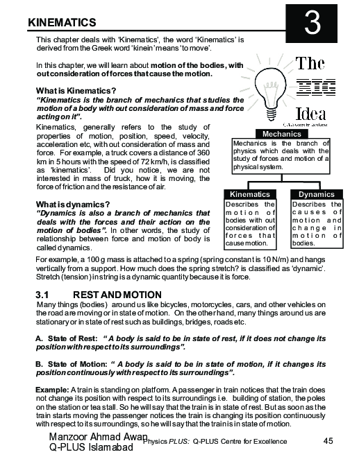 (PDF) Chapter 3 Kinematics