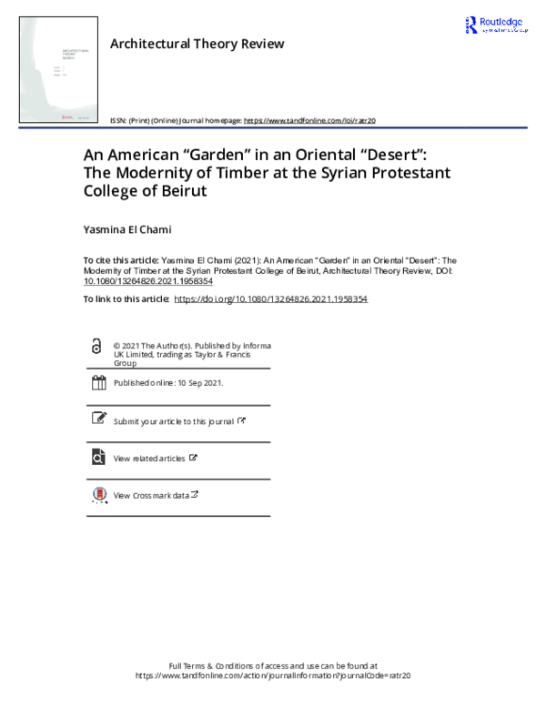 (PDF) An American “Garden” in an Oriental “Desert”: The Modernity of ...