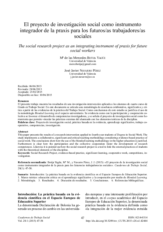 (PDF) El proyecto de investigación social como instrumento integrador ...