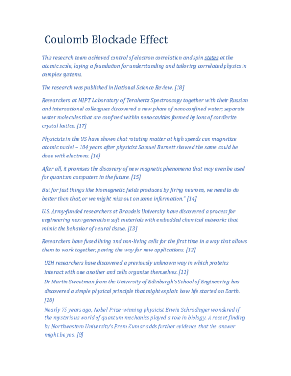 (PDF) Coulomb Blockade Effect