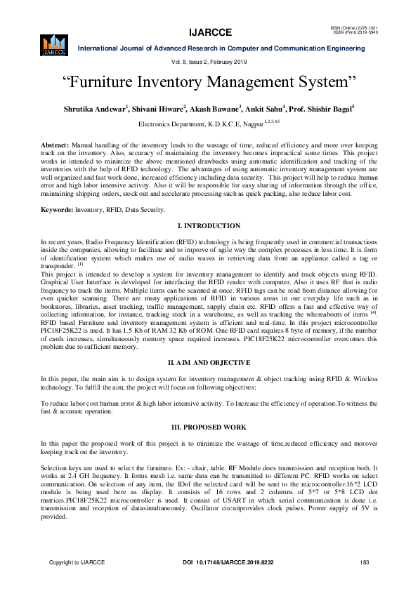 (PDF) “Furniture Inventory Management System” | shivani hiware ...