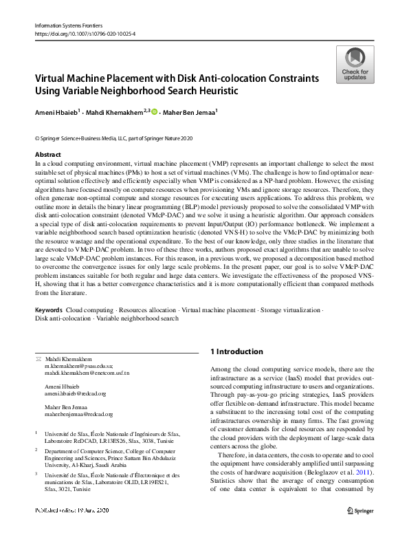 Pdf Virtual Machine Placement With Disk Anti Colocation Constraints