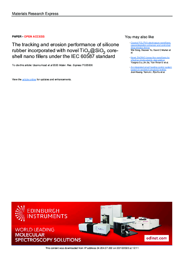 Pdf The Tracking And Erosion Performance Of Silicone Rubber Incorporated With Novel Tio2 Sio2