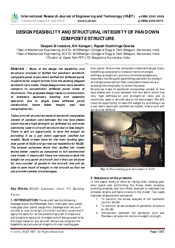 (PDF) Design Feasibility and Structural Integrity of Pan Down Composite Structure