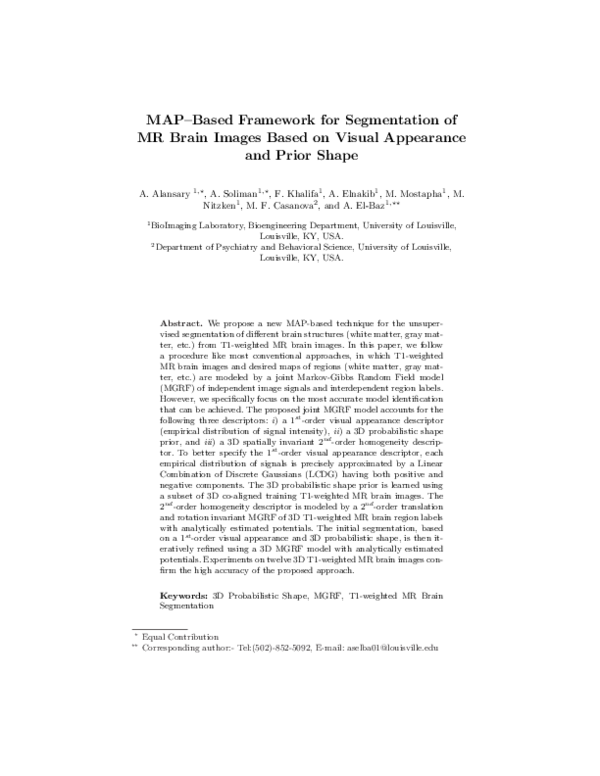 Pdf Mapbased Framework For Segmentation Of Mr Brain Images Based On