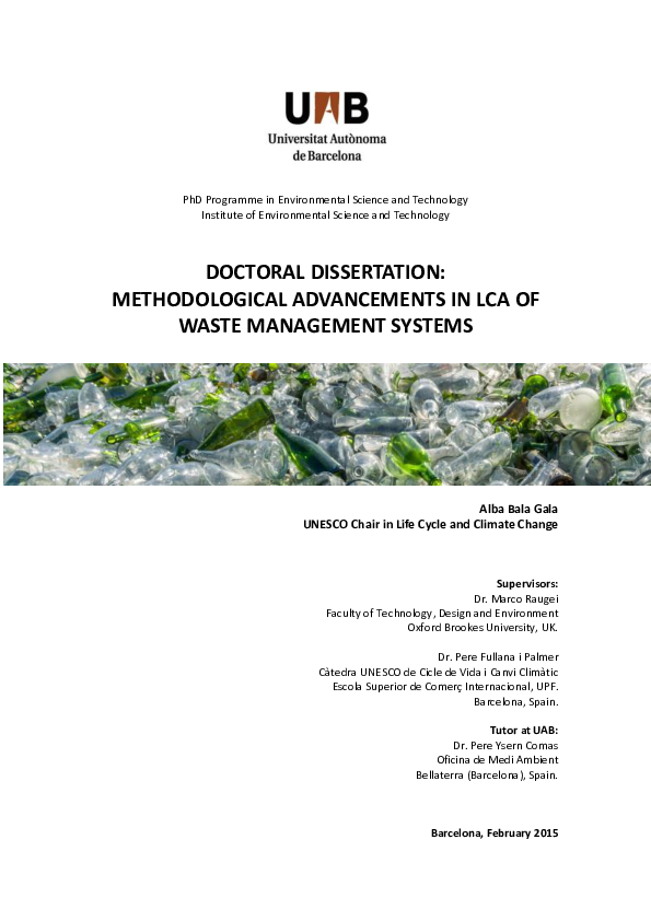 (PDF) Doctoral Dissertation: Methodological Advancements in Lca of ...