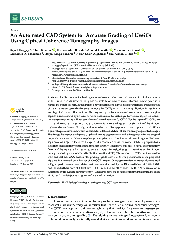 (PDF) An Automated CAD System for Accurate Grading of Uveitis Using ...