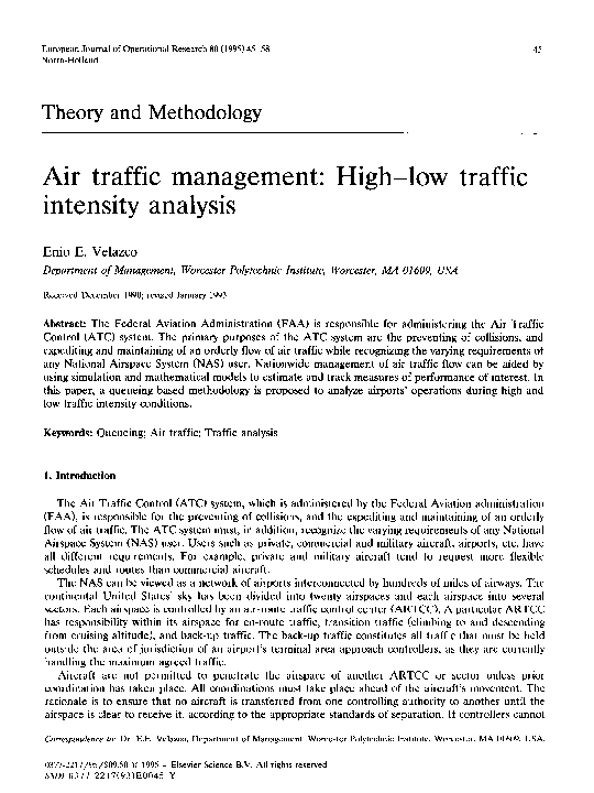 (PDF) Air traffic management: High-low traffic intensity analysis