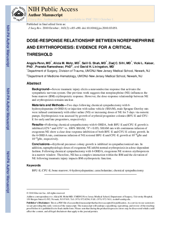 (PDF) Dose-Response Relationship between Norepinephrine and ...
