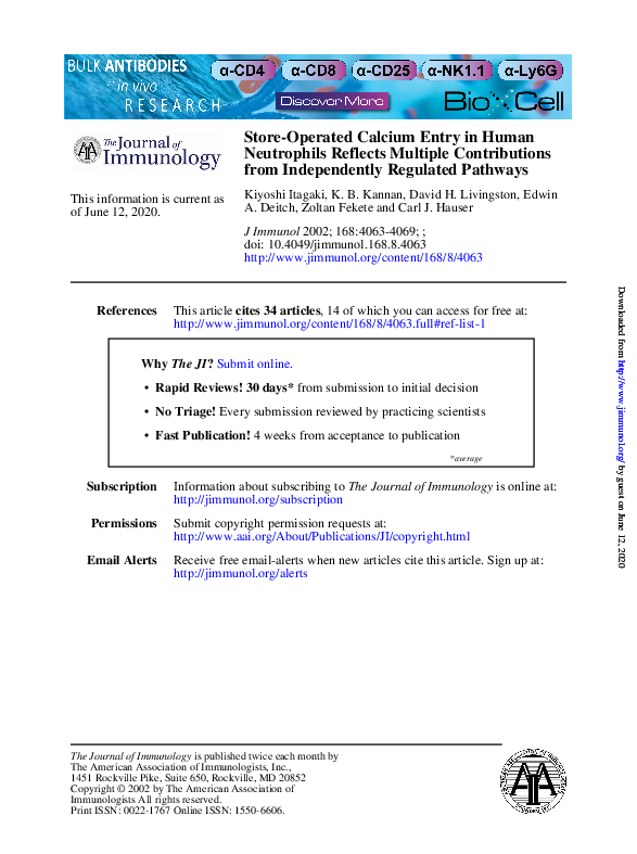 (PDF) Store-Operated Calcium Entry in Human Neutrophils Reflects ...