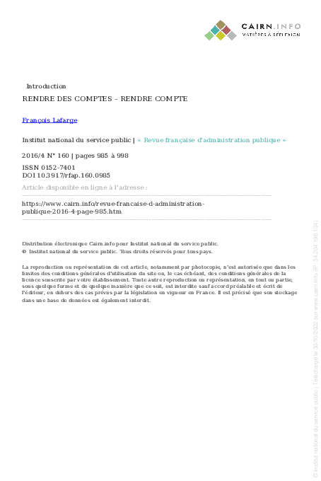 (PDF) Rendre des comptes – rendre compte