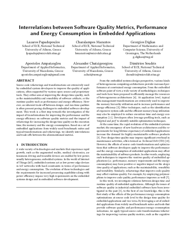 Pdf Interrelations Between Software Quality Metrics Performance And
