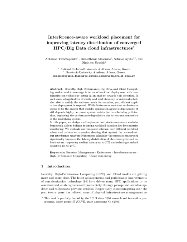 (PDF) Interference-Aware Workload Placement for Improving Latency Distribution of Converged HPC ...