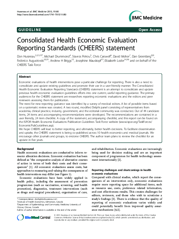 (PDF) Consolidated Health Economic Evaluation Reporting Standards ...
