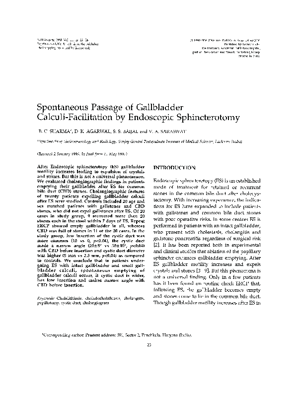 (PDF) Spontaneous Passage of Gallbladder Calculi-Facilitation by ...