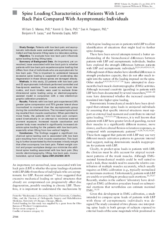 (PDF) Spine Loading Characteristics of Patients With Low Back Pain ...