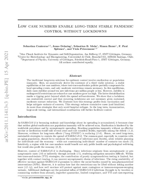 (PDF) Low case numbers enable long-term stable pandemic control without ...