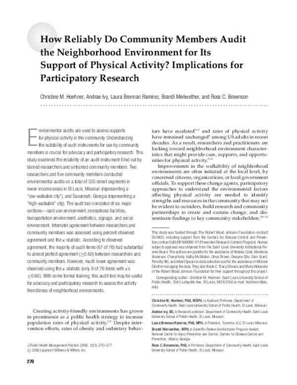 (PDF) How Reliably Do Community Members Audit the Neighborhood ...