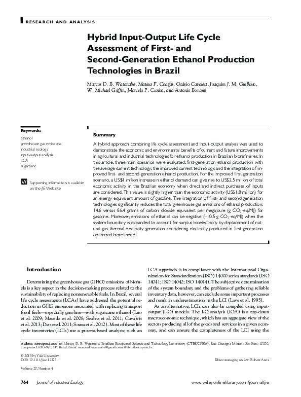Pdf Hybrid Input Output Life Cycle Assessment Of First And Second