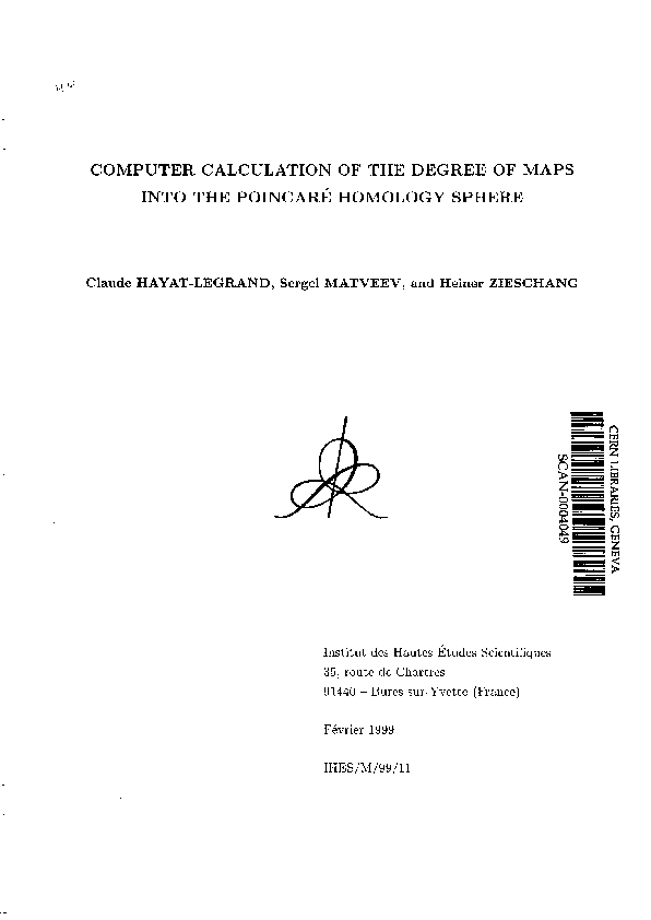 (PDF) Computer Calculation of the Degree of Maps into the Poincare ...