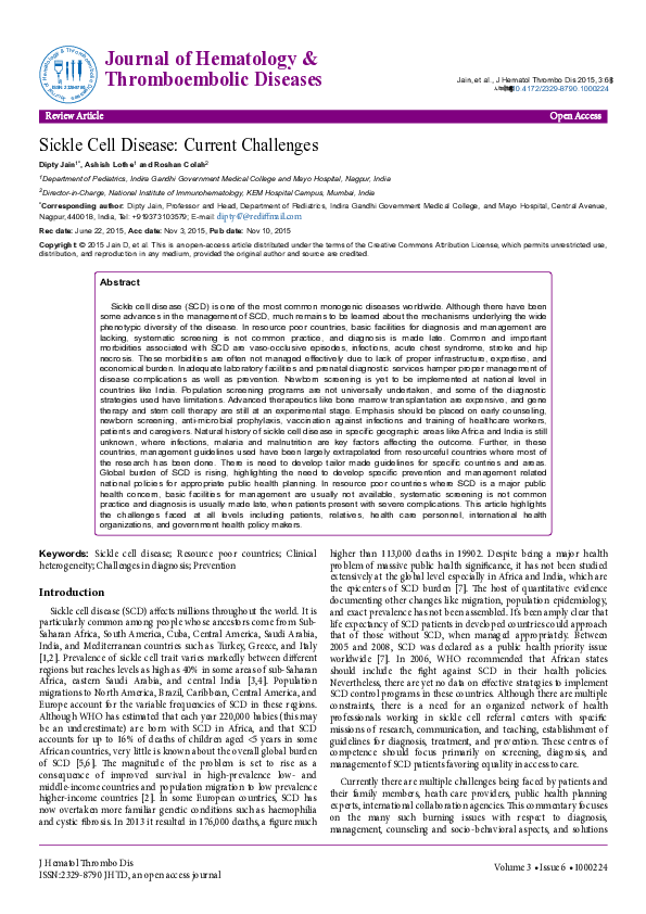 (PDF) Sickle Cell Disease: Current Challenges
