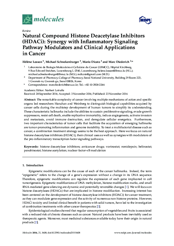 (PDF) Natural Compound Histone Deacetylase Inhibitors (HDACi): Synergy ...
