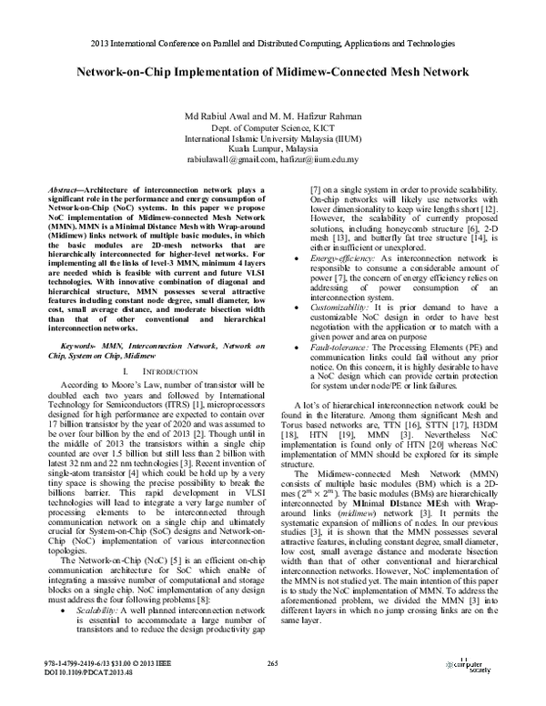 Pdf Network On Chip Implementation Of Midimew Connected Mesh Network