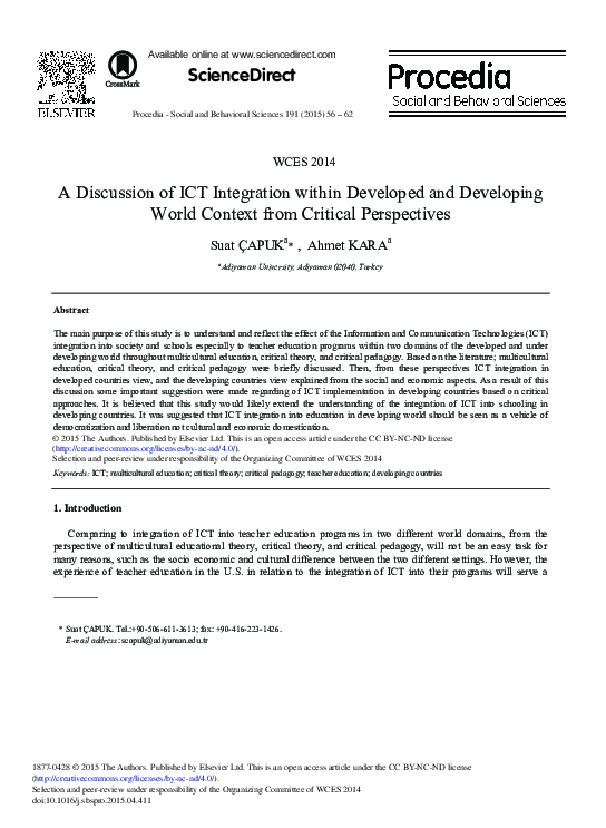 (PDF) A Discussion of ICT Integration within Developed and Developing ...