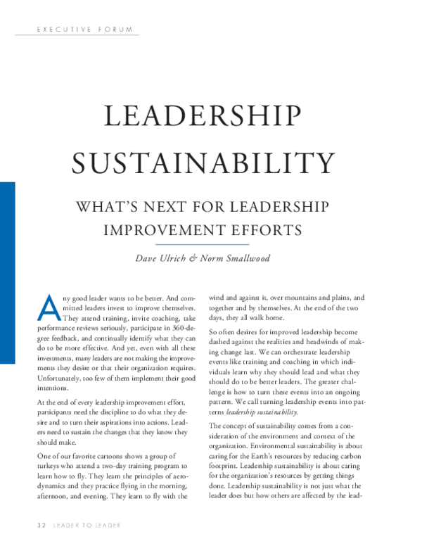 (PDF) Leadership Sustainability