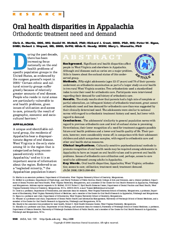 (PDF) Oral Health Disparities in Appalachia