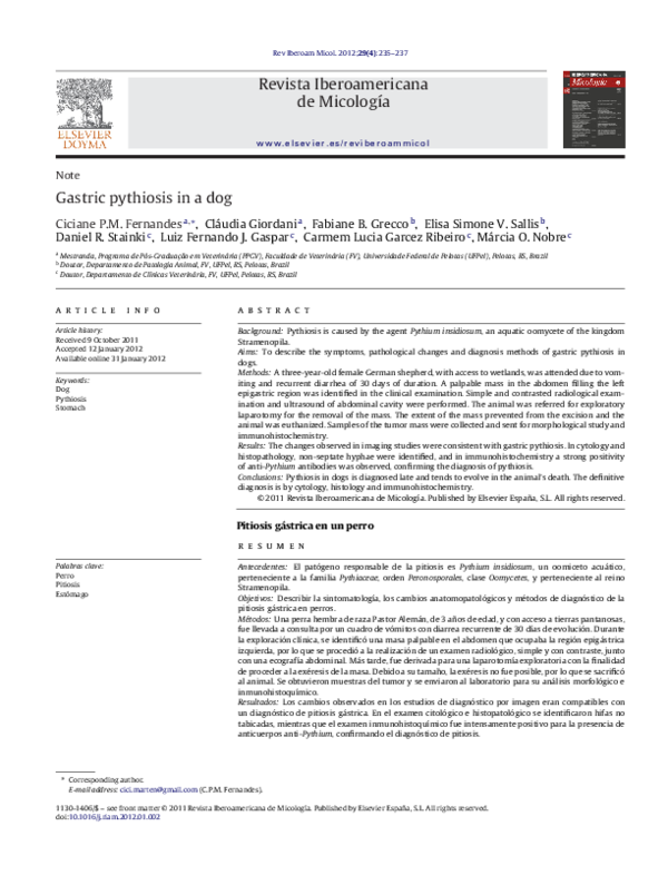 (PDF) Gastric pythiosis in a dog