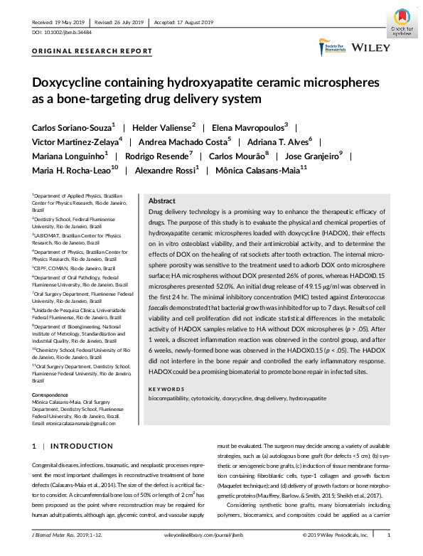 (PDF) Doxycycline containing hydroxyapatite ceramic microspheres as a ...