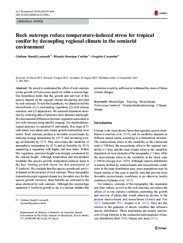 (PDF) Rock outcrops reduce temperature-induced stress for tropical ...