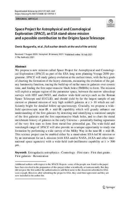 (PDF) Space Project for Astrophysical and Cosmological Exploration ...