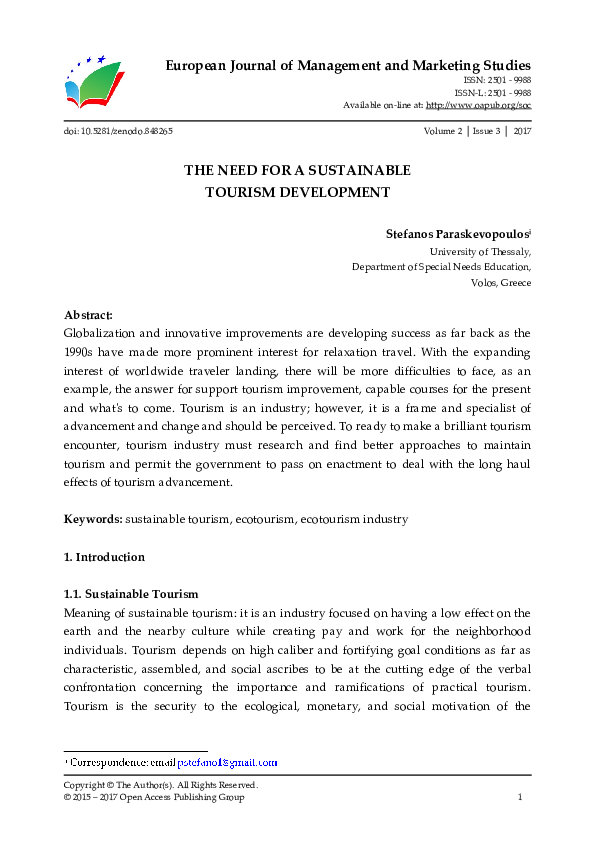 (PDF) Journal of tourism-studies and research in tourism SUSTAINABLE ...