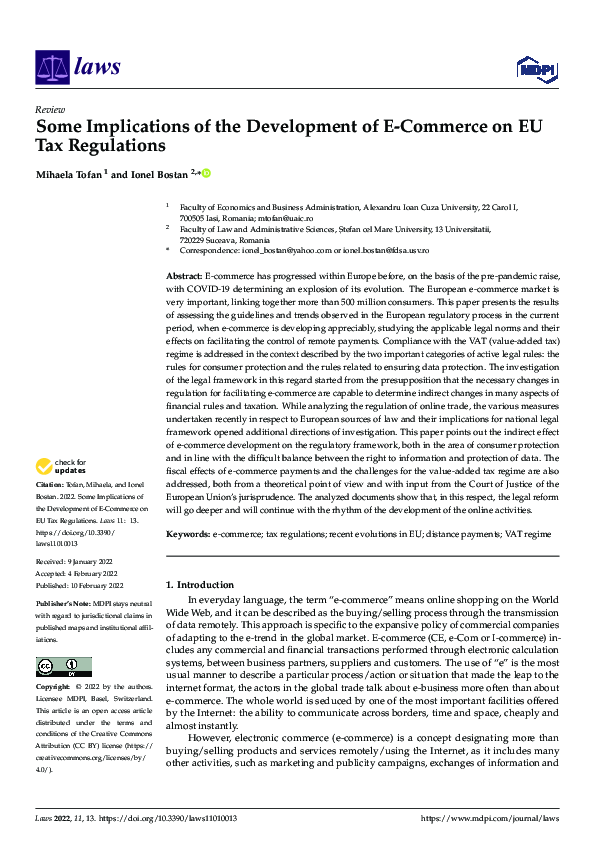 (PDF) Some Implications of the Development of E-Commerce on EU Tax ...