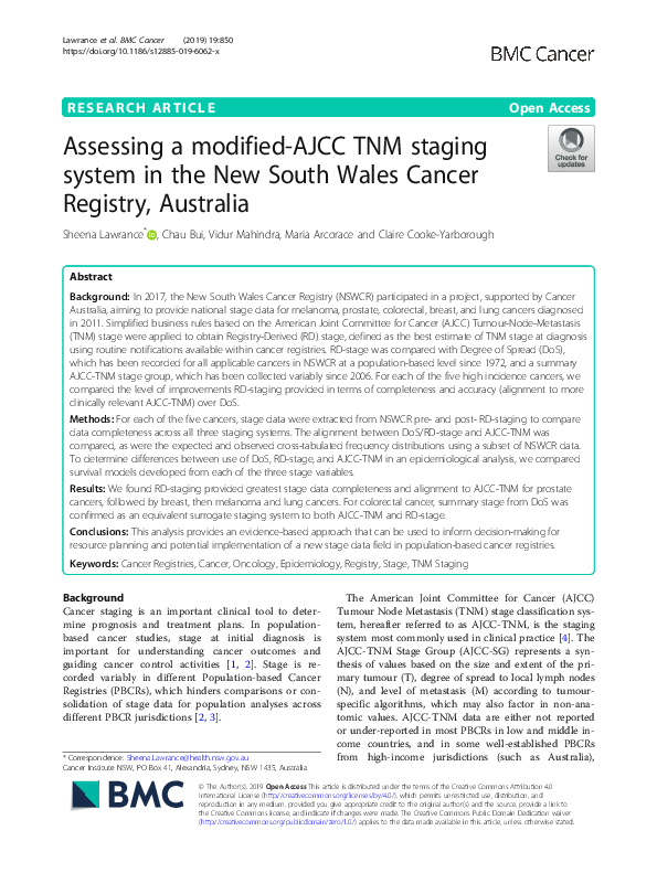 (PDF) Assessing a modified-AJCC TNM staging system in the New South ...