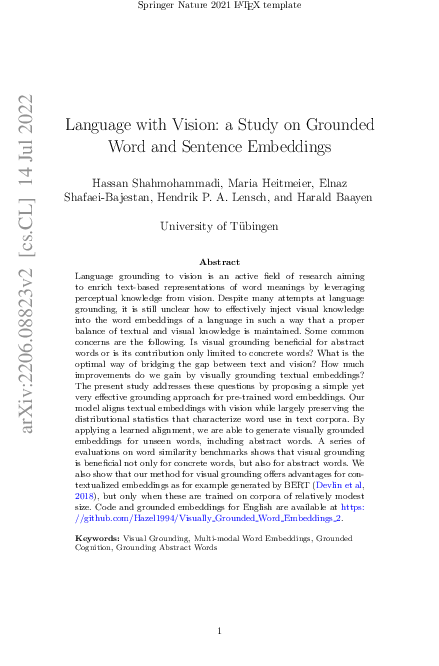 (PDF) Language with Vision: a Study on Grounded Word and Sentence ...