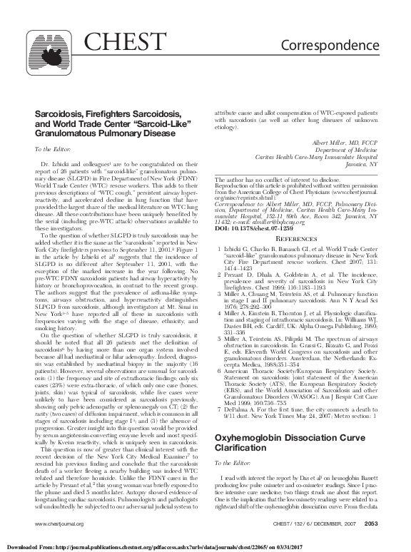 (PDF) Sarcoidosis, Firefighters Sarcoidosis, and World Trade Center ...