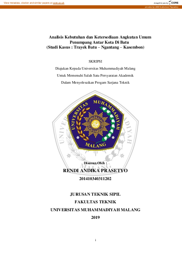 (PDF) Analisis Kebutuhan Dan Ketersediaan Angkutan Umum Penumpang Antar ...