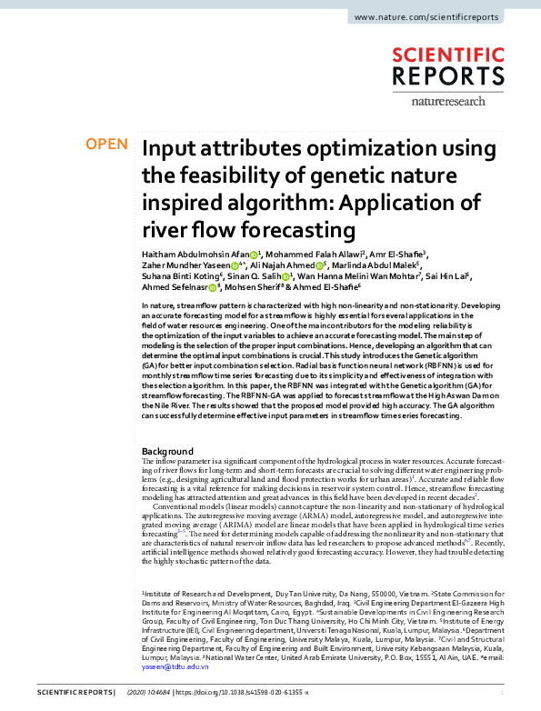 Pdf Input Attributes Optimization Using The Feasibility Of Genetic