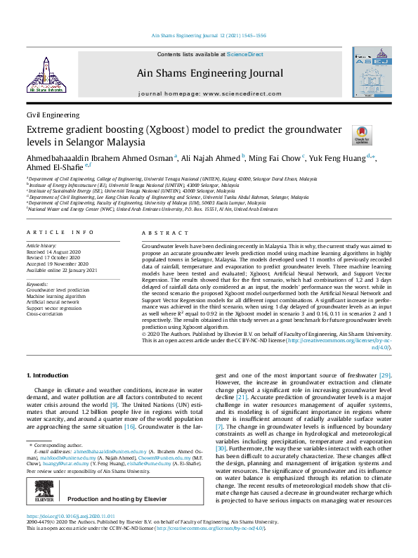 Pdf Extreme Gradient Boosting Xgboost Model To Predict The Groundwater Levels In Selangor